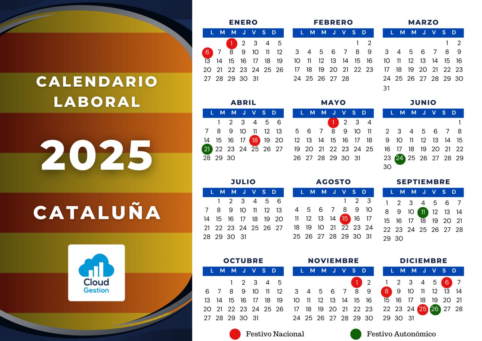 Calendario laboral de Cataluña para el 2025