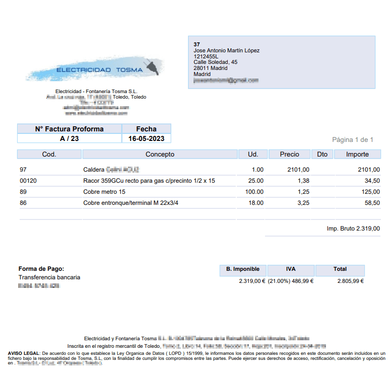 Cómo crear facturas proforma desde un pedido